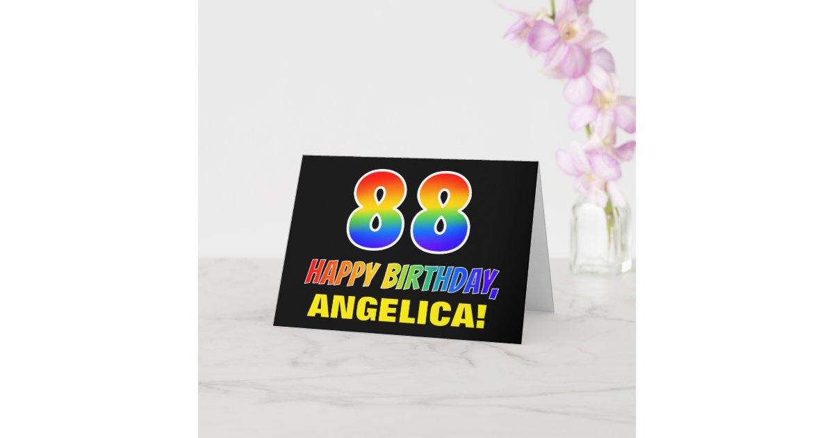 88th Birthday: Bold, Fun, Simple, Rainbow 88 Card | Zazzle