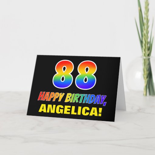 88th Birthday: Bold, Fun, Simple, Rainbow 88 Card | Zazzle