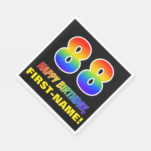 88th Birthday: Bold, Fun, Simple, Rainbow 88 Napkins | Zazzle