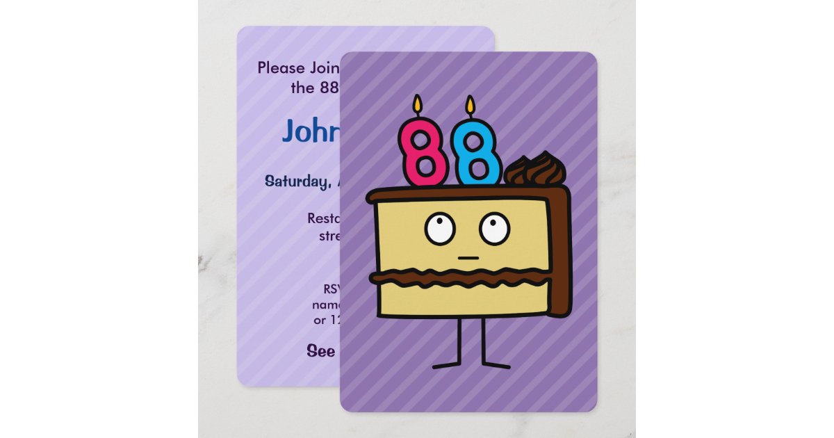 88th Birthday Cake with Candles Invitation | Zazzle