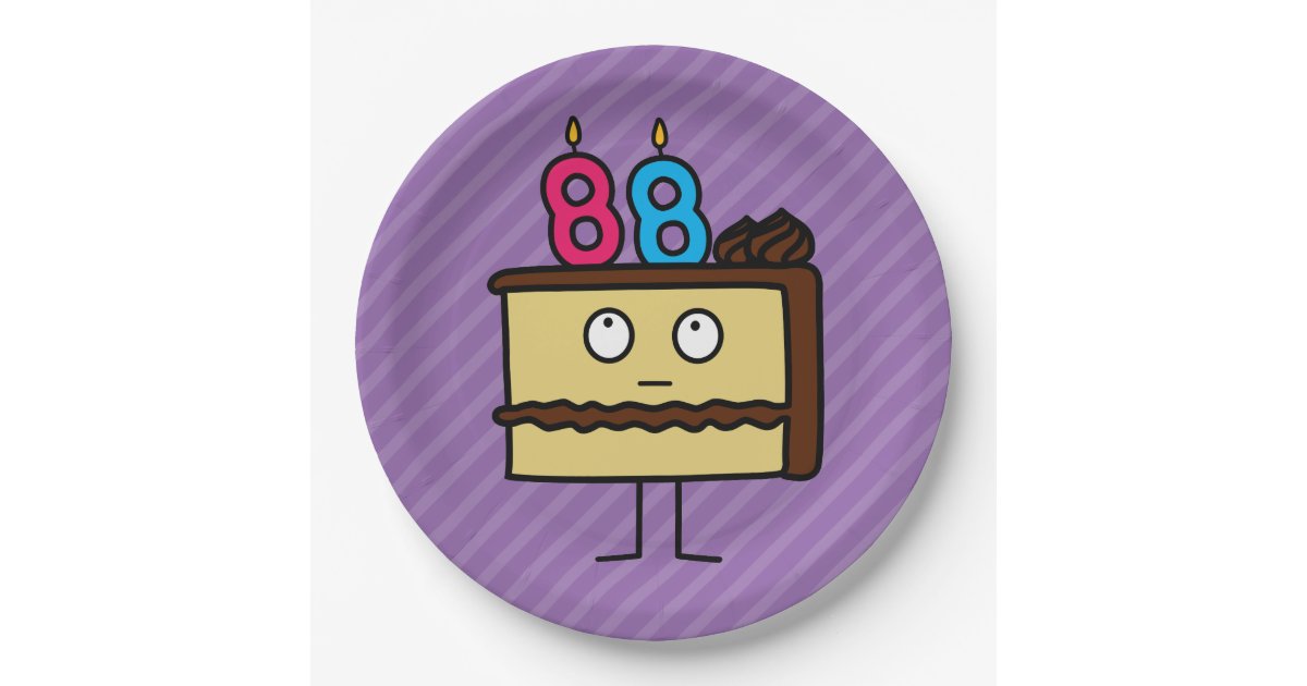 88th Birthday Cake with Candles Paper Plates | Zazzle