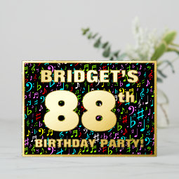 88th Birthday Party — Fun, Colorful Music Symbols Foil Invitation | Zazzle