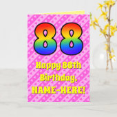 88th Birthday: Pink Stripes & Hearts, Rainbow # 88 Card | Zazzle