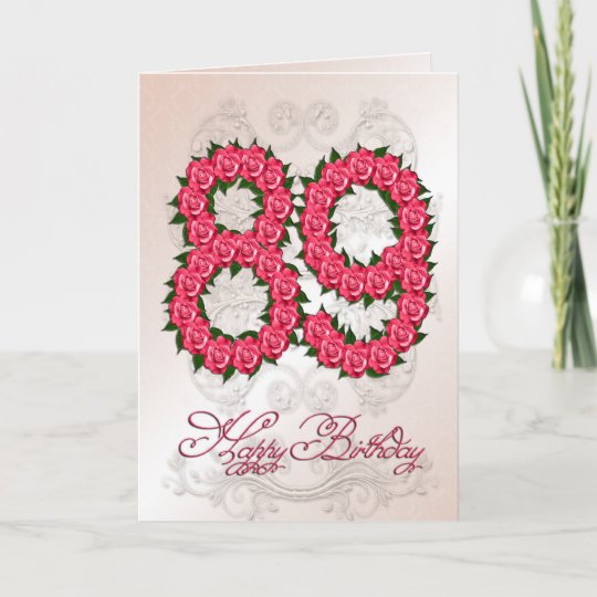 89th birthday card with roses and leaves | Zazzle.com