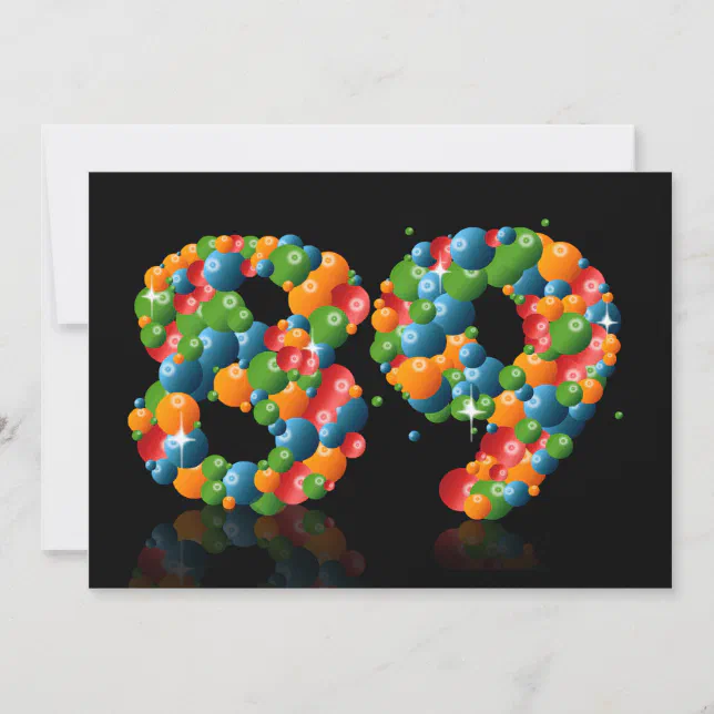 89th Birthday party, with bubbles and balls Invitation | Zazzle