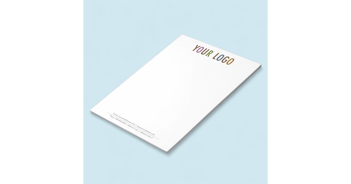 8.5 x 11 Letter Size Notepad Custom Business Logo | Zazzle