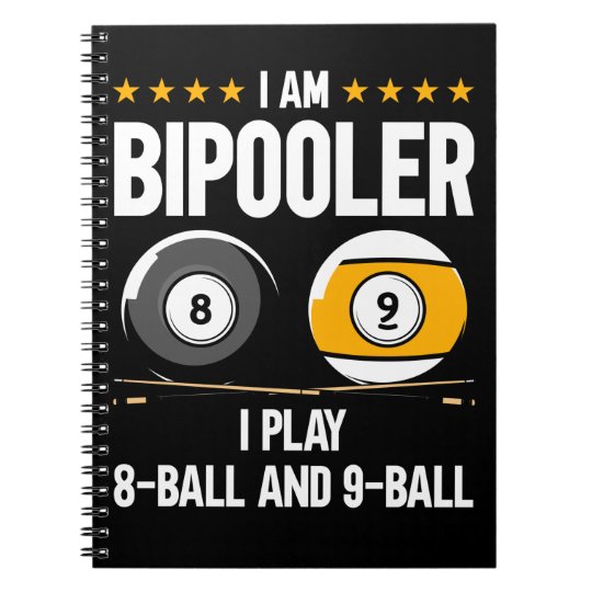 8 Ball and 9 Ball Humor Funny Billiards Notebook | Zazzle.com