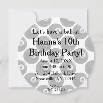 8 Ball Art Birthday Party Round Invitation | Zazzle