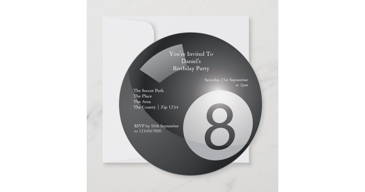 8 Ball Billiards Party Invitation | Zazzle