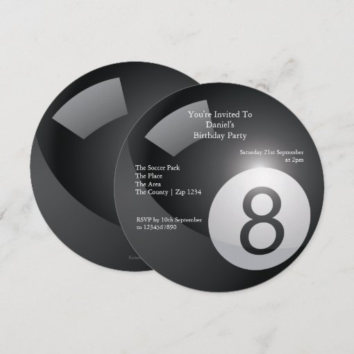 8 Ball Billiards Party Invitation | Zazzle