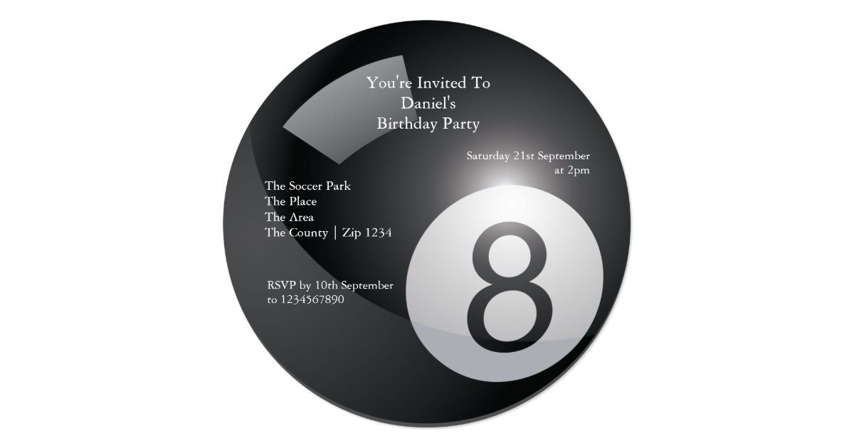 8 Ball Billiards Party Invitation | Zazzle.com