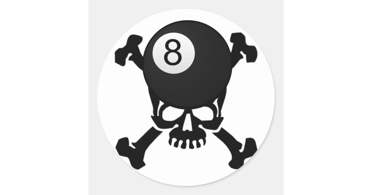 8 ball skull classic round sticker | Zazzle