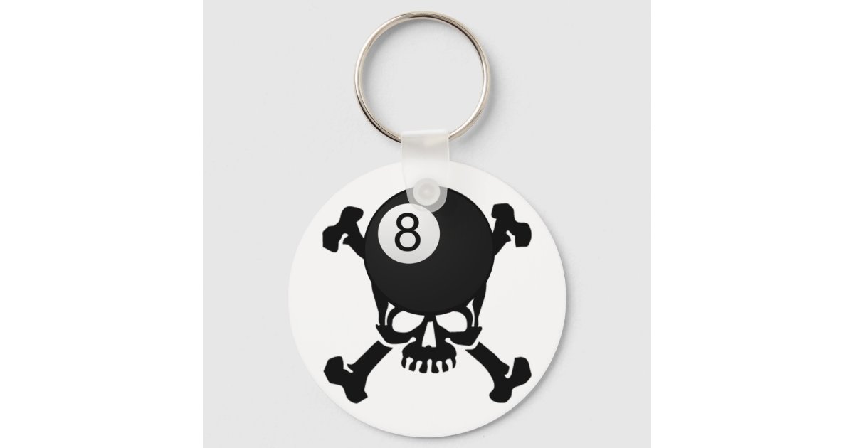 8 ball skull keychain | Zazzle
