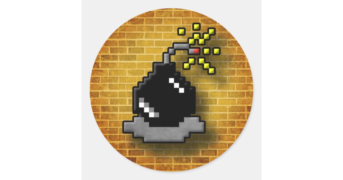 8 Bit Bomb Classic Round Sticker | Zazzle