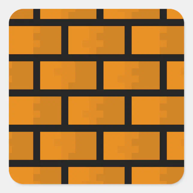 8 Bit Brick Wall Square Sticker | Zazzle