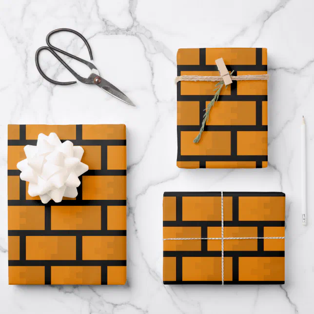 8 Bit Brick Wall Wrapping Paper Sheets | Zazzle