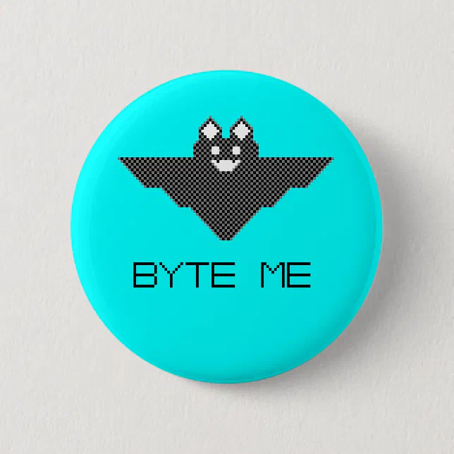 8-Bit Byte Me Cute Vampire Bat Pixel Art Pinback Button | Zazzle