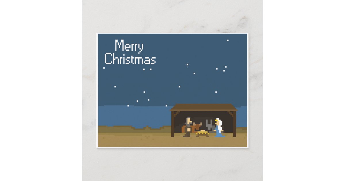 8-Bit Christmas Nativity Scene Holiday Postcard | Zazzle