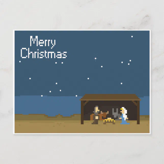 8-Bit Christmas Nativity Scene Holiday Postcard | Zazzle