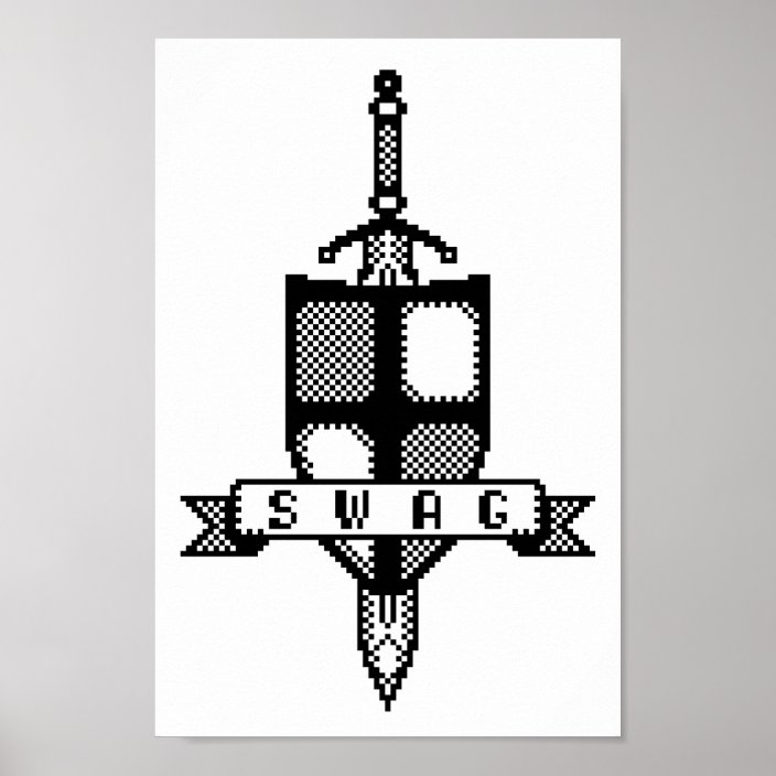 8-Bit Coat Of Arms Swag Sword Pixel Art Poster | Zazzle.com