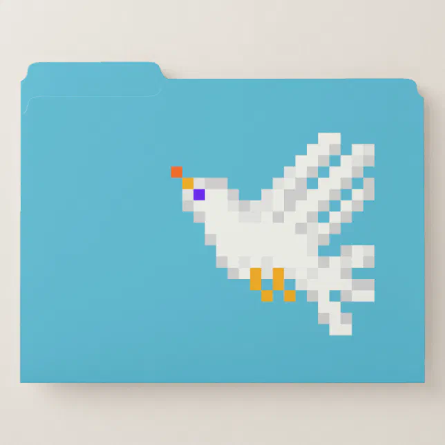 8-bit Cute Modern Pixel Art White Dove Fun Geeky File Folder | Zazzle