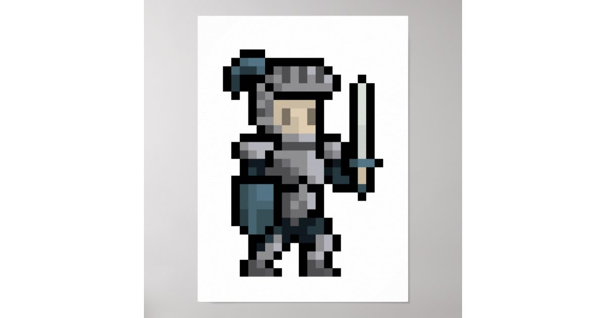 8-Bit Knight Pixel Art Poster | Zazzle