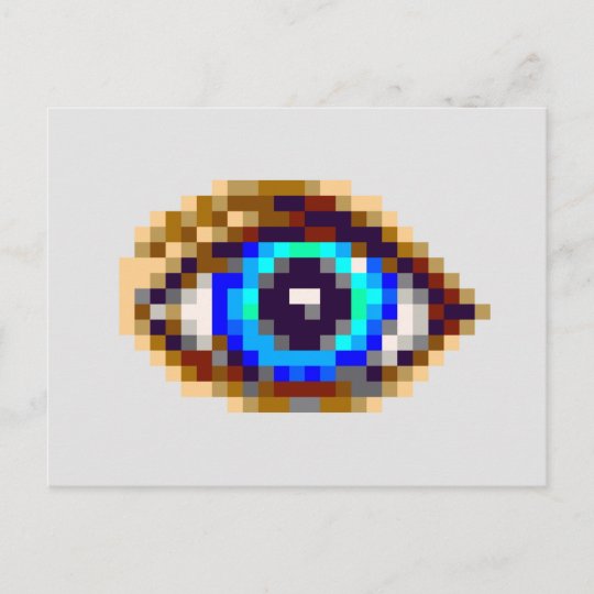 8-bit pixel art blue eye drawing postcard | Zazzle.com