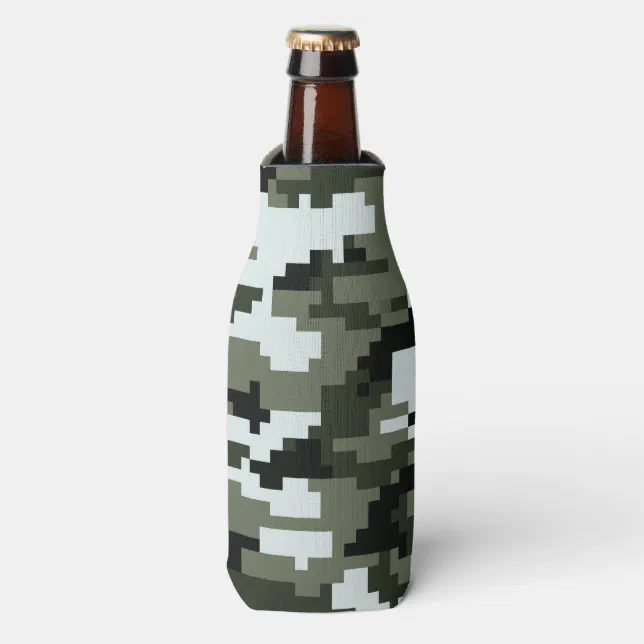 8 Bit Pixel Digital Urban Camouflage / Camo Bottle Cooler | Zazzle