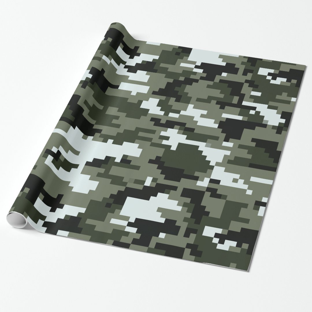 8 Bit Pixel Digital Urban Camouflage / Camo Wrapping Paper | Zazzle
