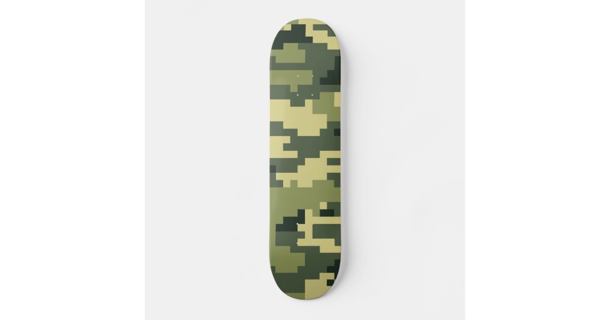 8 Bit Pixel Digital Woodland Camouflage / Camo Skateboard | Zazzle