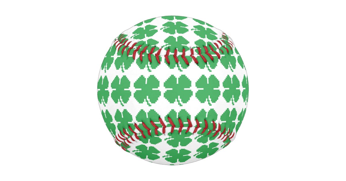 8 Bit Pixel Lucky Four Leaf Clover Baseball | Zazzle