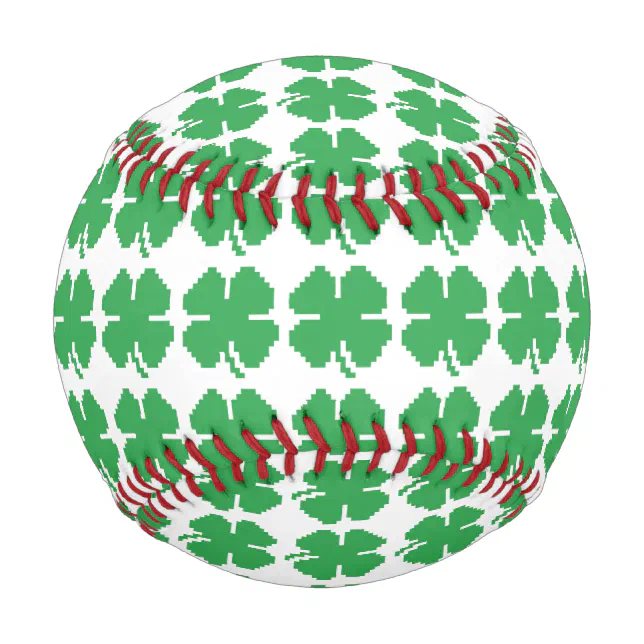 8 Bit Pixel Lucky Four Leaf Clover Baseball | Zazzle