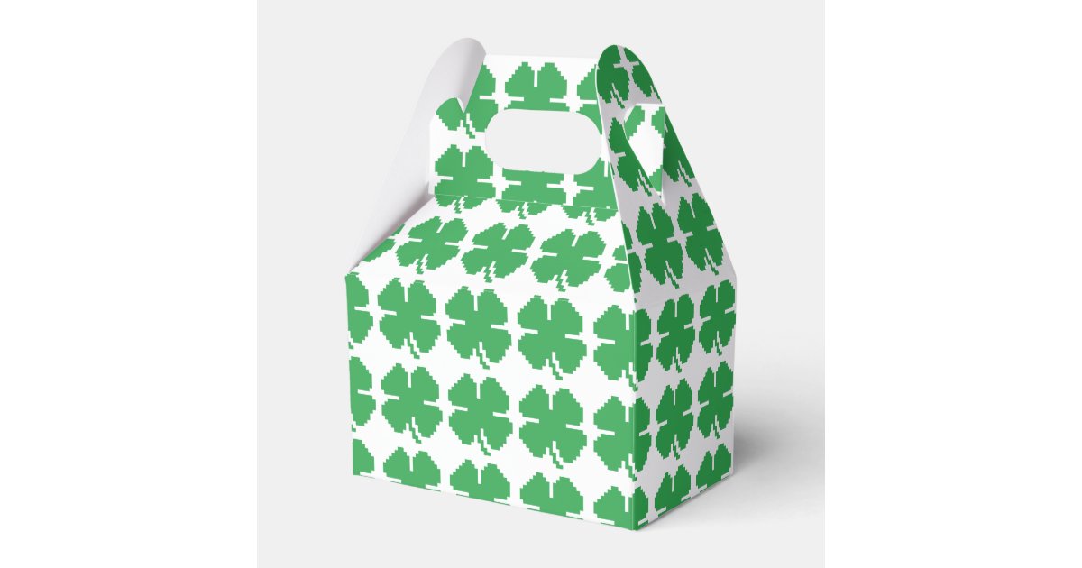 8 Bit Pixel Lucky Four Leaf Clover Favor Boxes | Zazzle