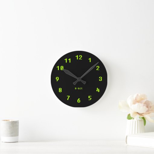 8-Bit Pixel Round Clock | Zazzle