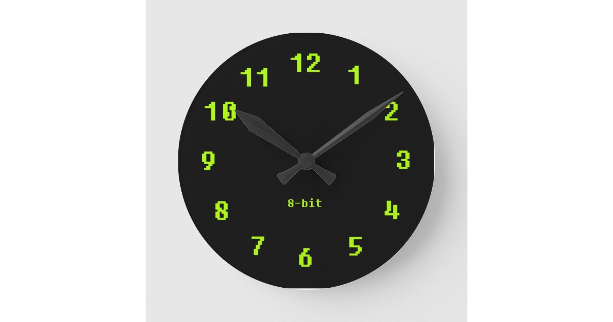 8-Bit Pixel Round Clock | Zazzle