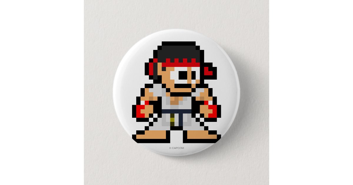 8-Bit Ryu Button | Zazzle