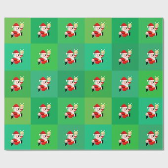 8-Bit Santa Claus Christmas Wrapping Paper | Zazzle