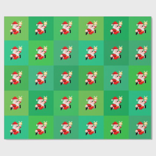 8-Bit Santa Claus Christmas Wrapping Paper | Zazzle