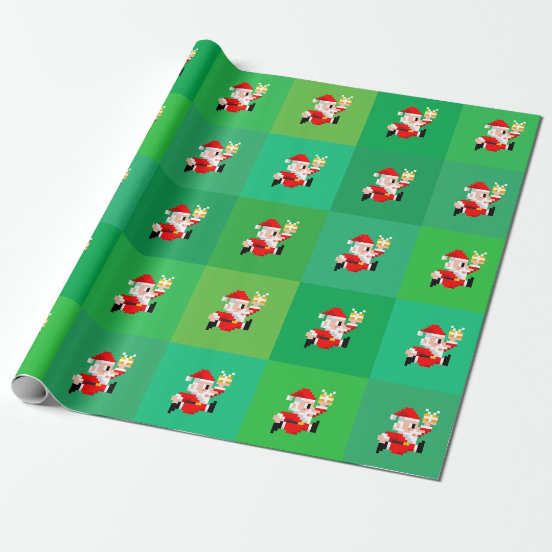 8-Bit Santa Claus Christmas Wrapping Paper | Zazzle