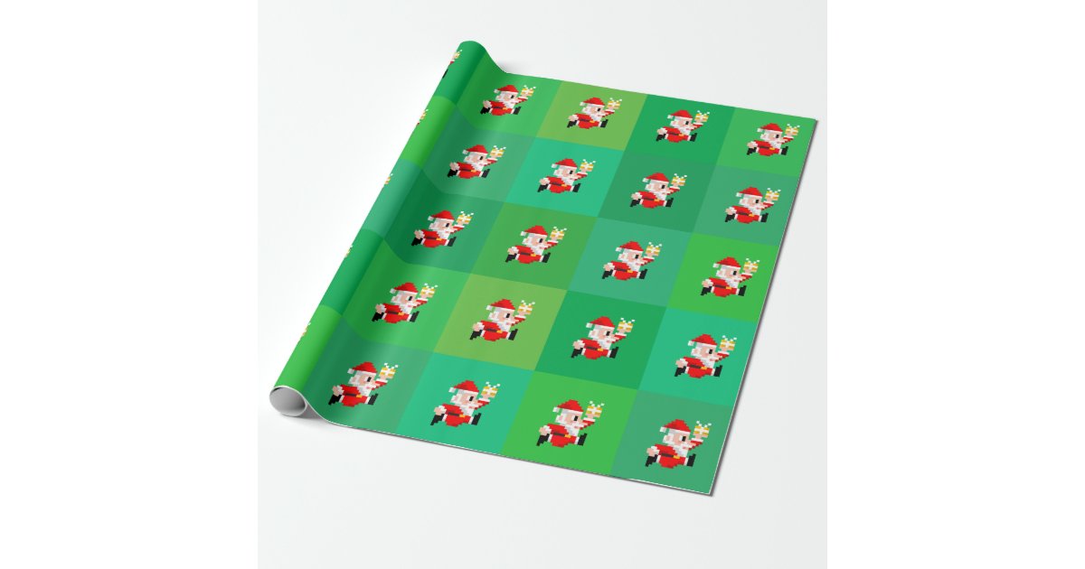 8-Bit Santa Claus Christmas Wrapping Paper | Zazzle