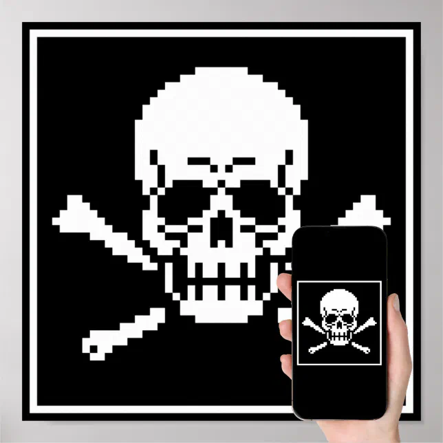 8-Bit Skull And Crossbones Pixel Art Poster | Zazzle
