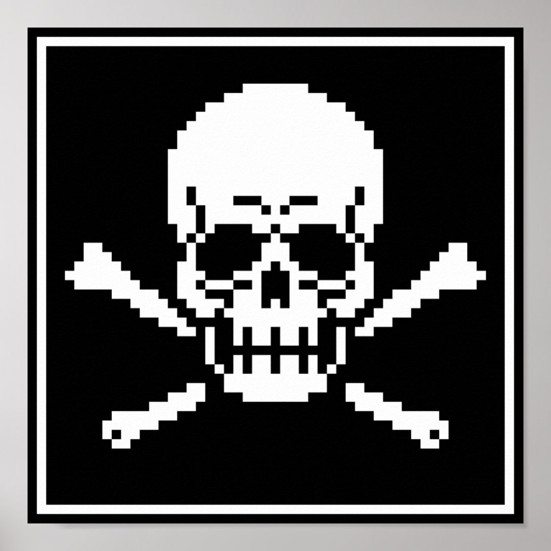 8-Bit Skull And Crossbones Pixel Art Poster | Zazzle