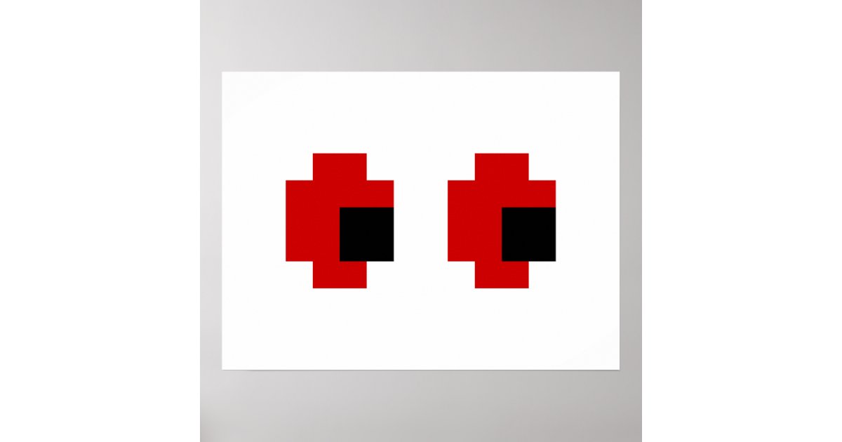 8 Bit Spooky Red Eyes Poster | Zazzle