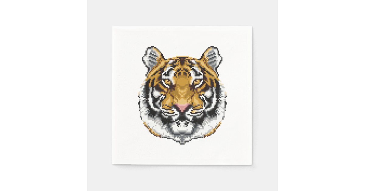 8 Bit Tiger Napkins | Zazzle