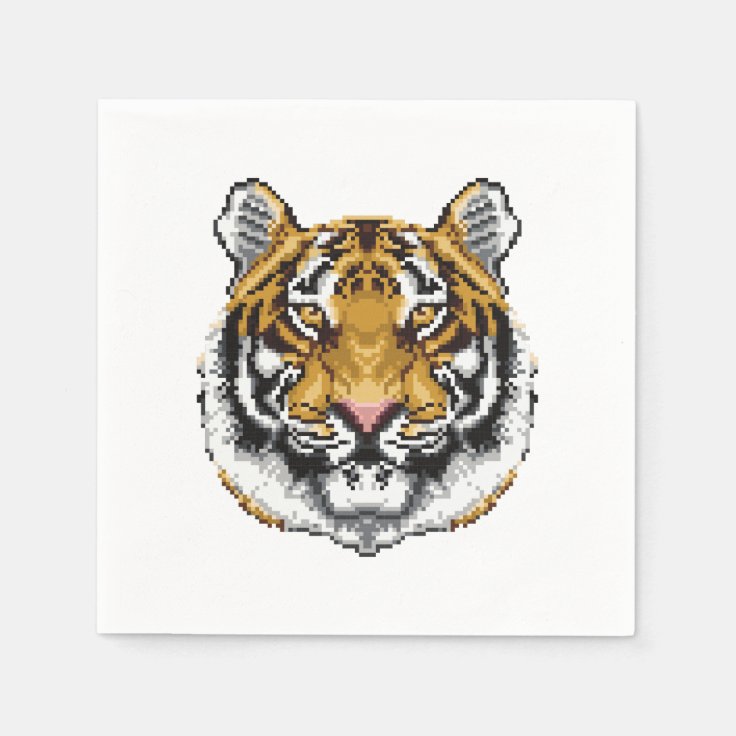 8 Bit Tiger Napkins | Zazzle