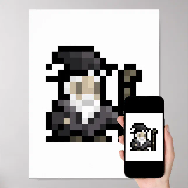 8-Bit Wizard 16x16 Sprite Pixel Art Poster | Zazzle