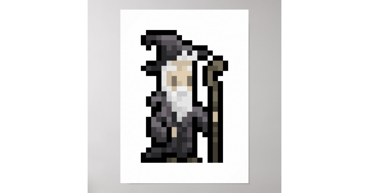 8-bit Wizard Pixel Art Poster | Zazzle