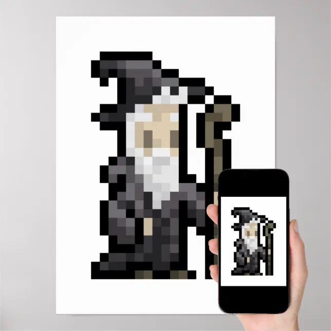 8-bit Wizard Pixel Art Poster | Zazzle