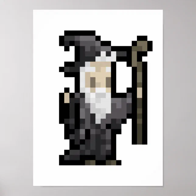 8-Bit Wizard Spell Casting Pixel Art Poster | Zazzle