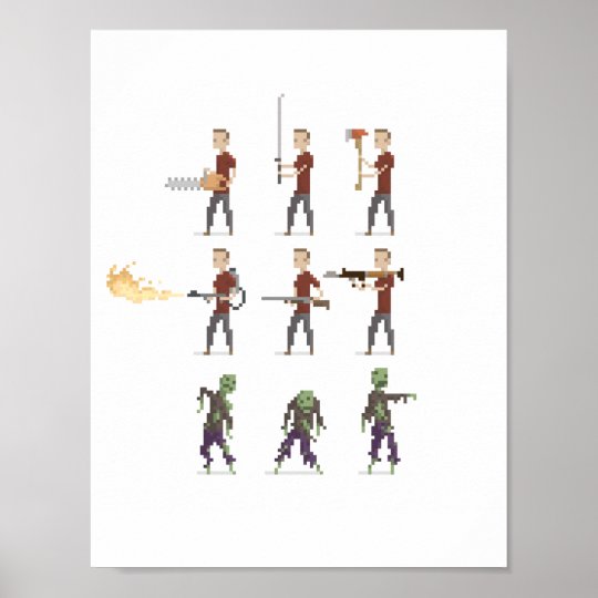 8-Bit Zombie Apocalypse Pixel Art Poster | Zazzle.com